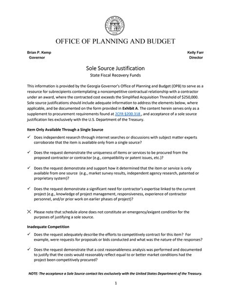 Sole Source Justification Form 1 Fillable Documentcloud