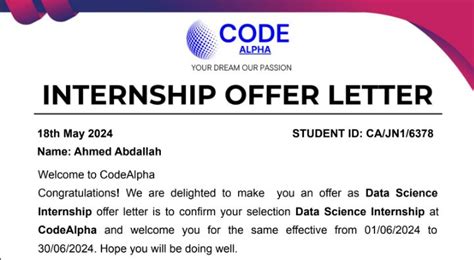 Ahmed Abdallah On Linkedin Datascience Internship Learning Growth Codealpha