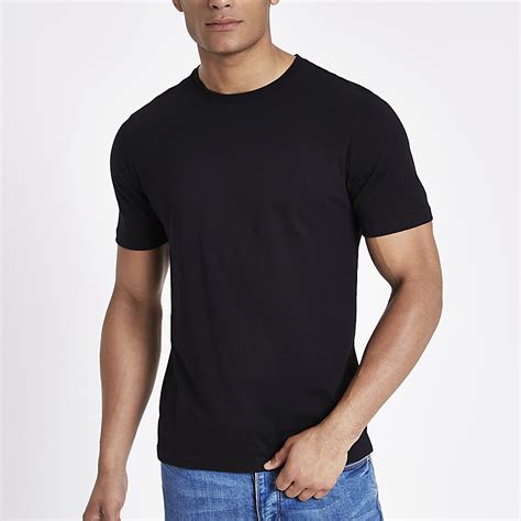 Black Slim Fit Crew Neck T Shirt River Island