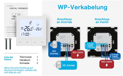 Beok Thermostat Fussbodenheizung Wasser Thermostate Heizung Digital Raumthermostat