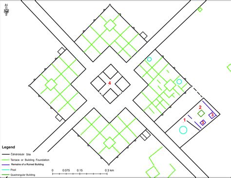 Plan Of The Central Fortification And The Remains Of The Main Streets