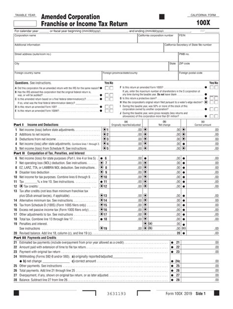 Ca Ftb 100x 2019 Fill And Sign Printable Template Online Us Legal Forms