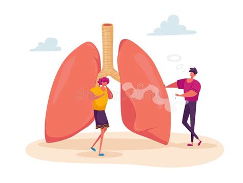 Tos De Hombre Cerca De Pulmones Con Enfermedades Enormes Inspección