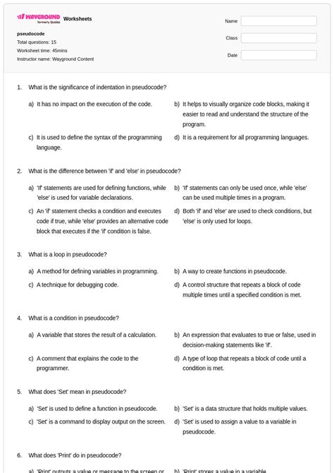 50 Programming Worksheets For Grade 7 On Wayground Free And Printable