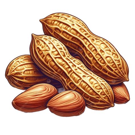 Some Peanut With Nuts Illustration Peanut With Leaves Peanut Shells