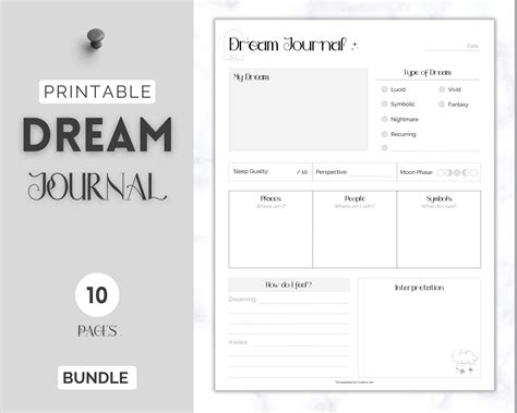 Printable Dream Journal 10 Page Bundle Dream Analysis Dream