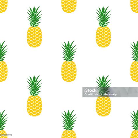 Ananas Seamless Modeli Tropikal Meyve Arka Plan Yaz Yazdırma Vektör