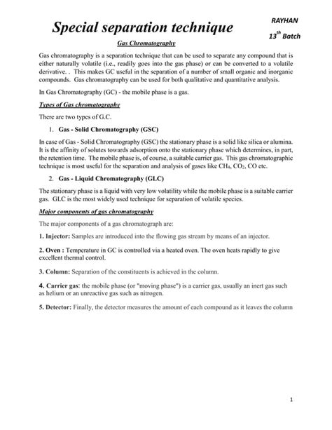 Special Separation Technique G C Pdf Pdf