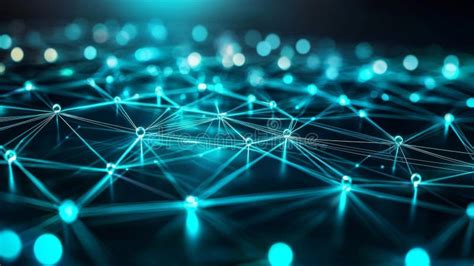 Stock Image Of An Abstract Blue Green Technology Background With Connected Particles And