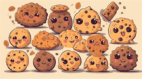 Conjunto De Galletas De Dibujos Animados Ilustración De Un Conjunto De