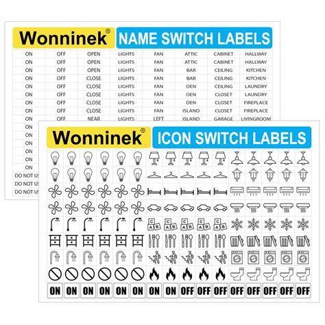 Wonninek Light Switch Labels 600pcs Waterproof Electric Breaker Panel