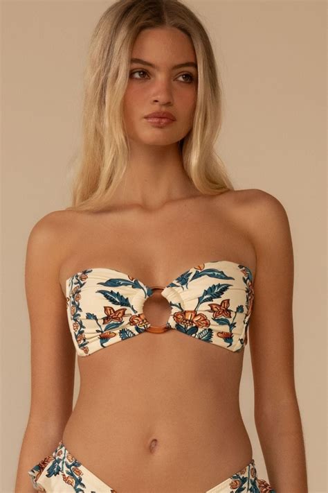 Winona Floral Tori Ties Bandeau Bikini Top