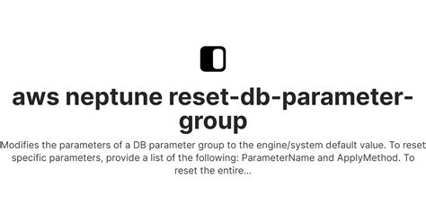 Aws Neptune Reset Db Parameter Group Fig