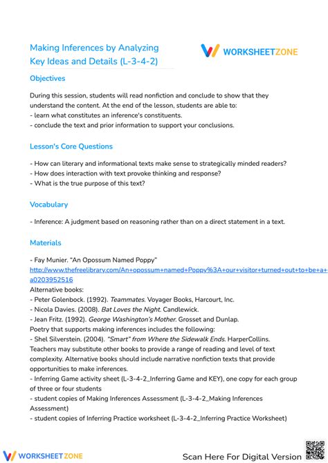 Making Inferences By Analyzing Key Ideas And Details L 3 4 2 Lesson Plan