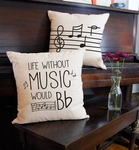 Without Music Life Would B Flat Throw Pillows Music Room Decor Music