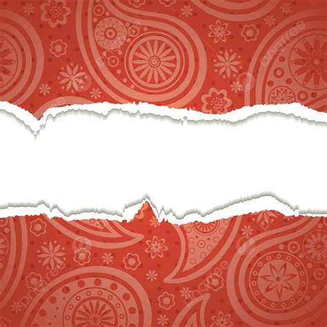 Torn Paper With A Paisley Pattern Retro Template Red Vector Retro