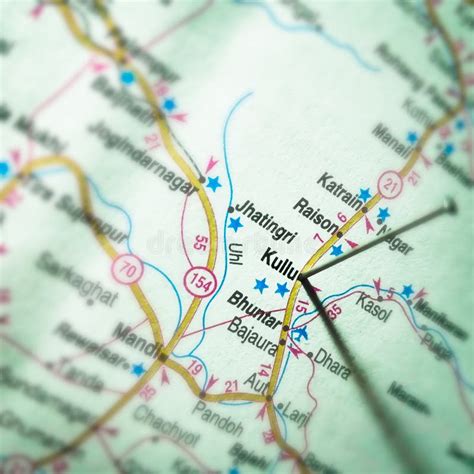 Kullu City In India Displaying On Geographical Location Map Stock Image Image Of Showing