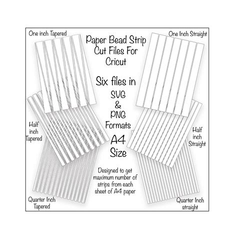 Paper Bead Strip Templates Svg And Png Cut Files For Cricut Set Of