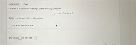 solved question 10 1 ﻿pointdetermine the domain and range