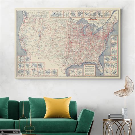 1930 Road Map Of The United States Detailed Vintage Map Showing Major