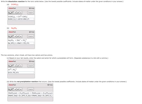 Solved Write The Dissolution Reaction For The Ionic Solids