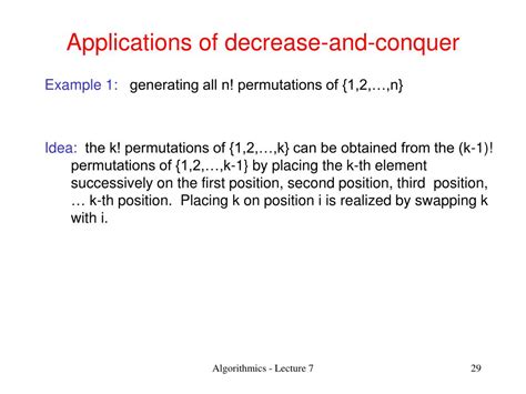 Ppt Lecture 7 Algorithms Design Techniques Decrease And Conquer