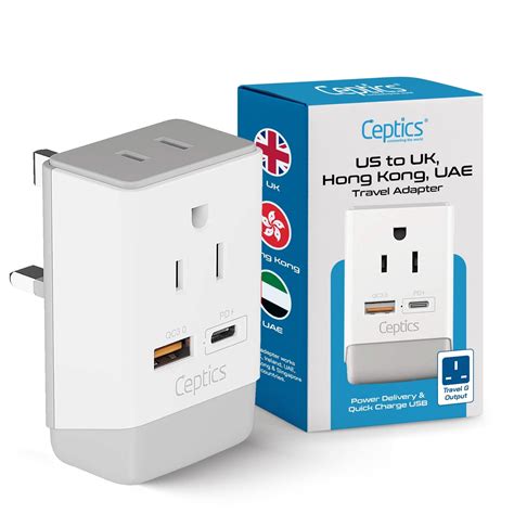 Ceptics Uk Ireland Hong Kong Plug Adapter With Usb And Usb C Type G