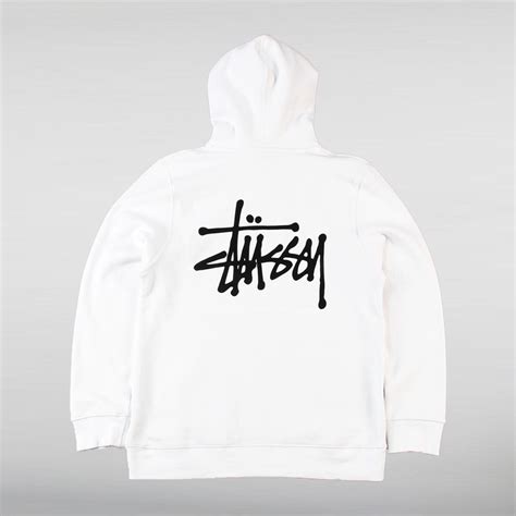 Basic Stussy White Pullover Hoodie Elevate Your Depop