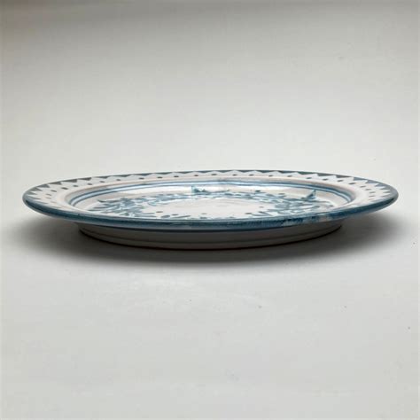 Large Dinner Plate Cornflower Pattern Blue Green Nicola Werner Pottery