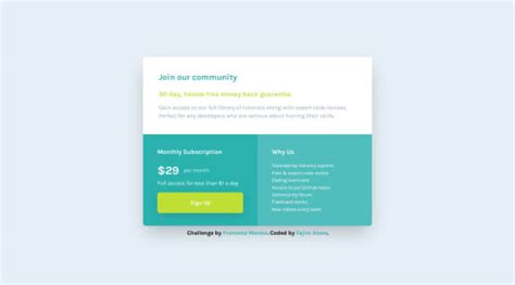 Single Price Grid Component React Tailwindcss Coding Challenge