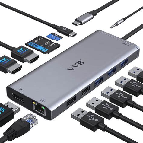 Vvb Usb C Laptop Docking Station Dual Monitor Hdmi For Dell Hp Lenovo