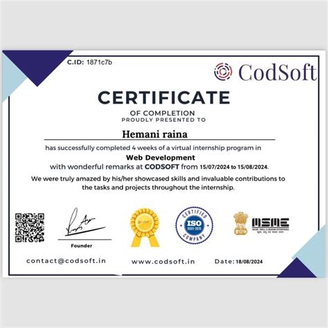 Hemani Raina On Linkedin Internship Codesoft Grateful Tech
