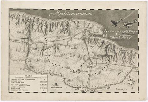 Siege Of Tobruk April December 1941 Map 1943 Pen And Ink Drawing By James Emery 1943 State