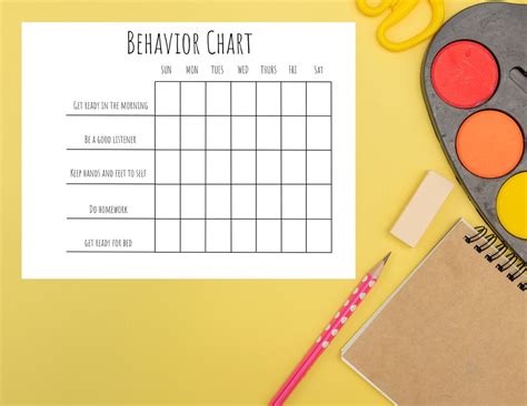 Printable Behavior Chart Adhd Digital Download Etsy