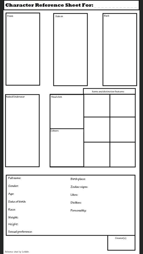 Reference Sheet Template