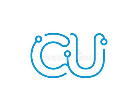 Cu Letters Electronic Logo Design Vector 001 Stock Vector