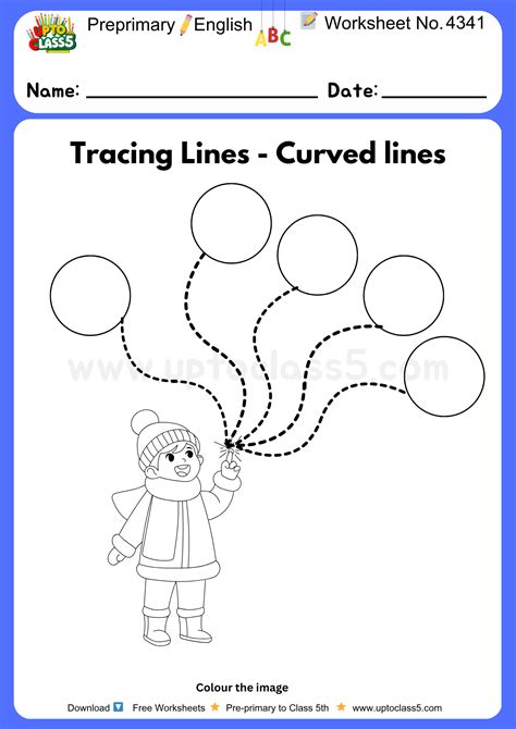 Nursery Class Tracing Lines Worksheet No 4341 Upto Class 5