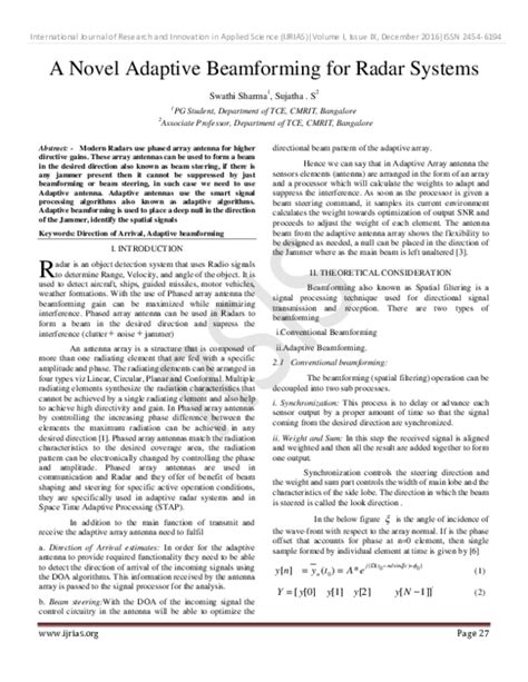 Pdf A Novel Adaptive Beamforming For Radar Systems