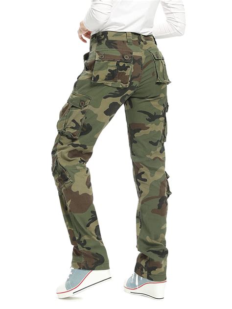 Akarmy Womens Cargo Pants With Pockets Outdoor Casual Ripstop Camo Mil