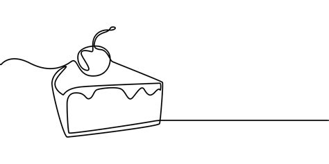 Slice Of Cake Continuous Line Icon Single Line Cake Slice Drawing