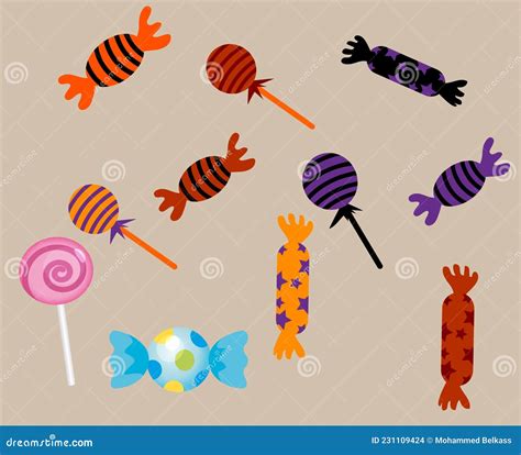 Candy Multiple Objects Vector Signs Symbols Illustration 231109424