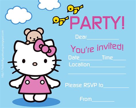 Hello Kitty Coloring Pages Hello Kitty Invitations Hello Kitty