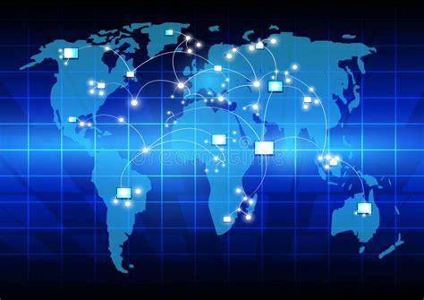 Global Connections Concept In Cloud And Back Blue Flat Line