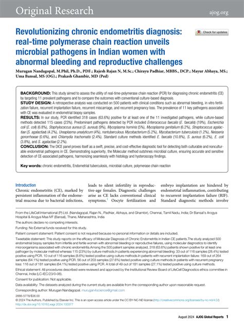 Pdf Revolutionizing Chronic Endometritis Diagnosis Real Time Pcr