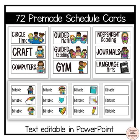 Class Schedule Cards Daily Visual Display Editable Classroom Management