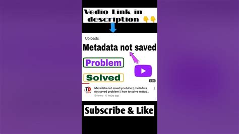 Metadata Not Saved Problem How To Solve Metadata Not Saved Problem Shorts Youtube