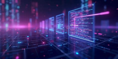 Digital Code And Data Flow On Abstract Circuit Board Background Stock Illustration