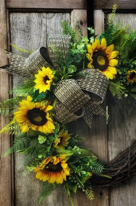 Sunflower Wreath Wreaths Summer Door Wreath Housewares Homedecor