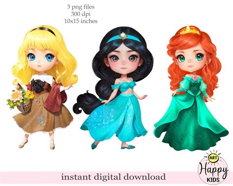 Princesses Png Print Princesses Wall Art T Shot Print For Girls