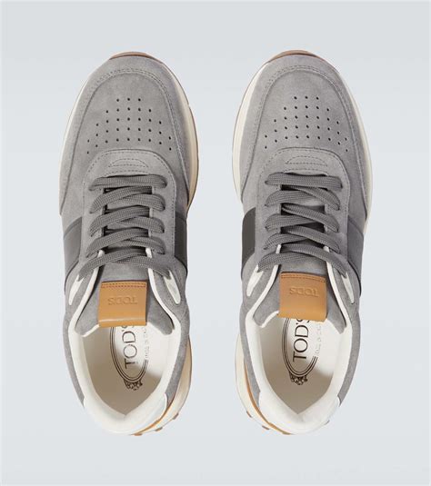 Tods Leather Trimmed Suede Sneakers Tods